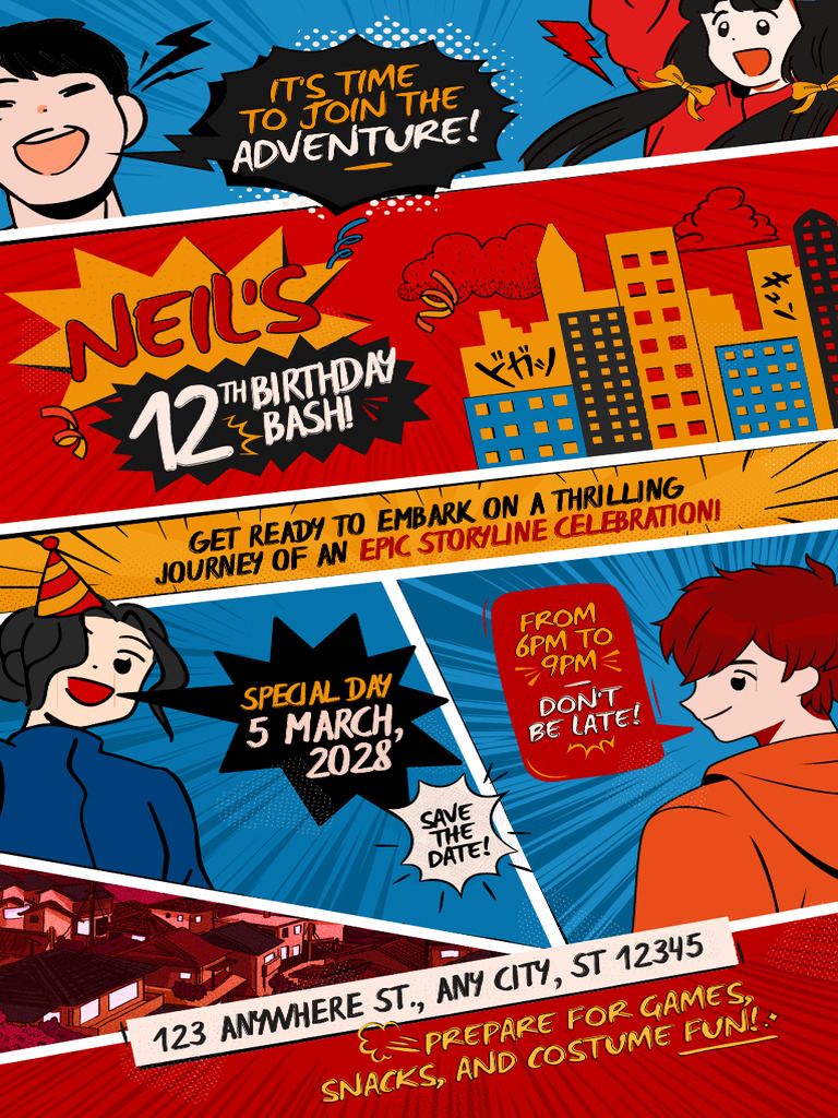 Comic Birthday Invitation Your Story | PDF