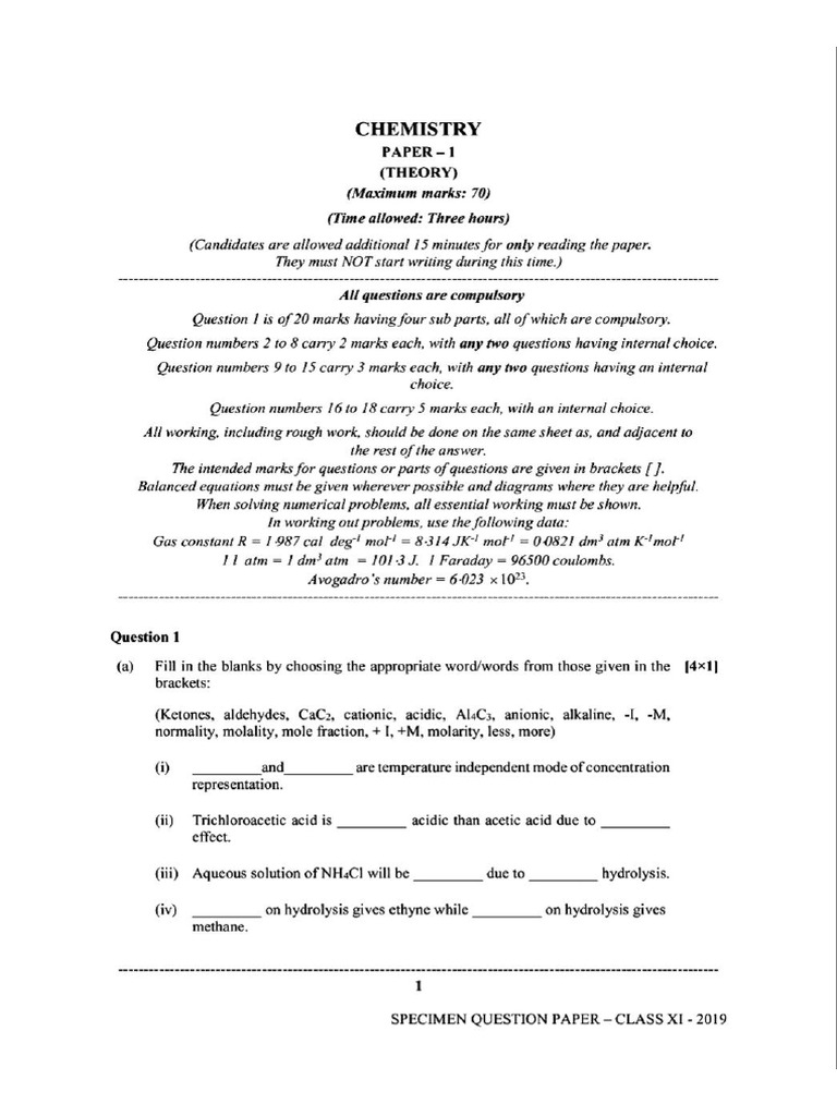 Chemistry Sample Paper | PDF