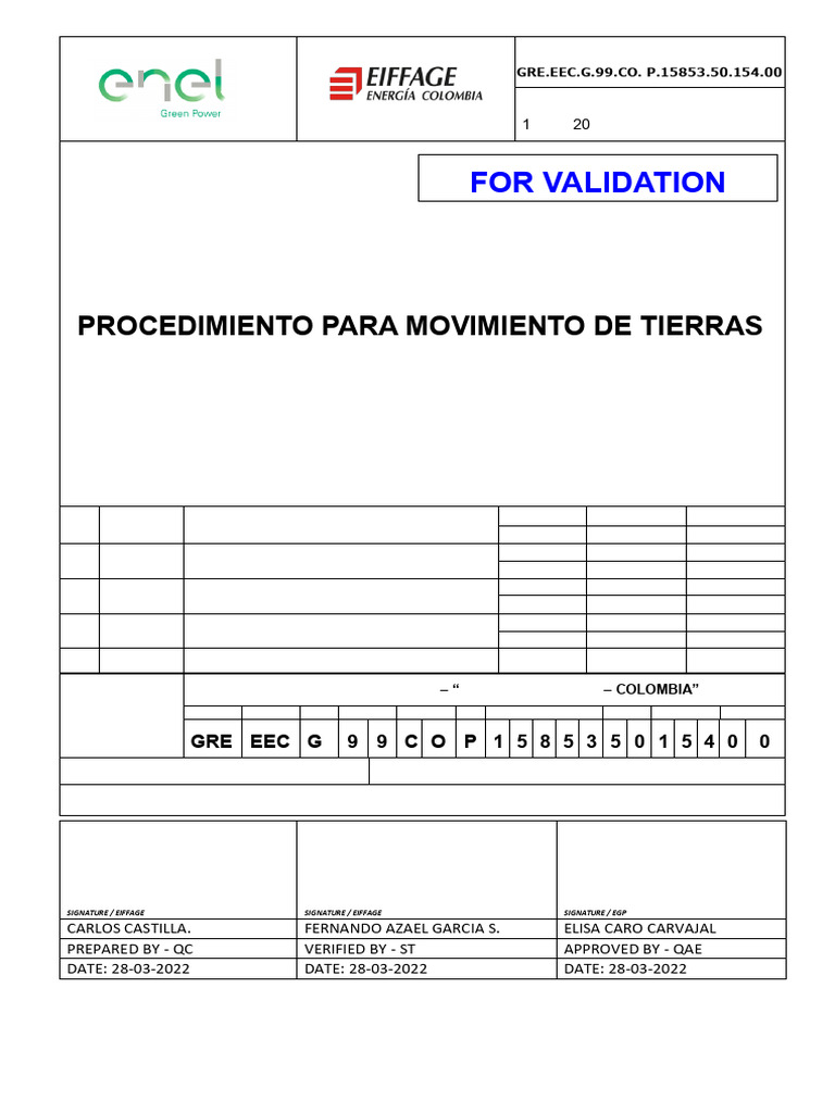 GRE - EEC.G.99.CO. P.15853.50.154.00 Movimiento Tierras | PDF ...