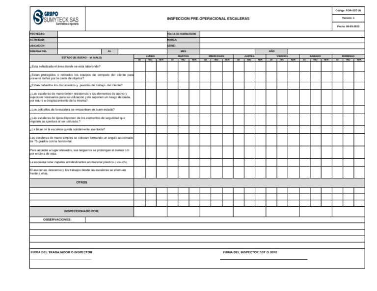 For-Sst-36 Inspeccion de Escaleras | PDF