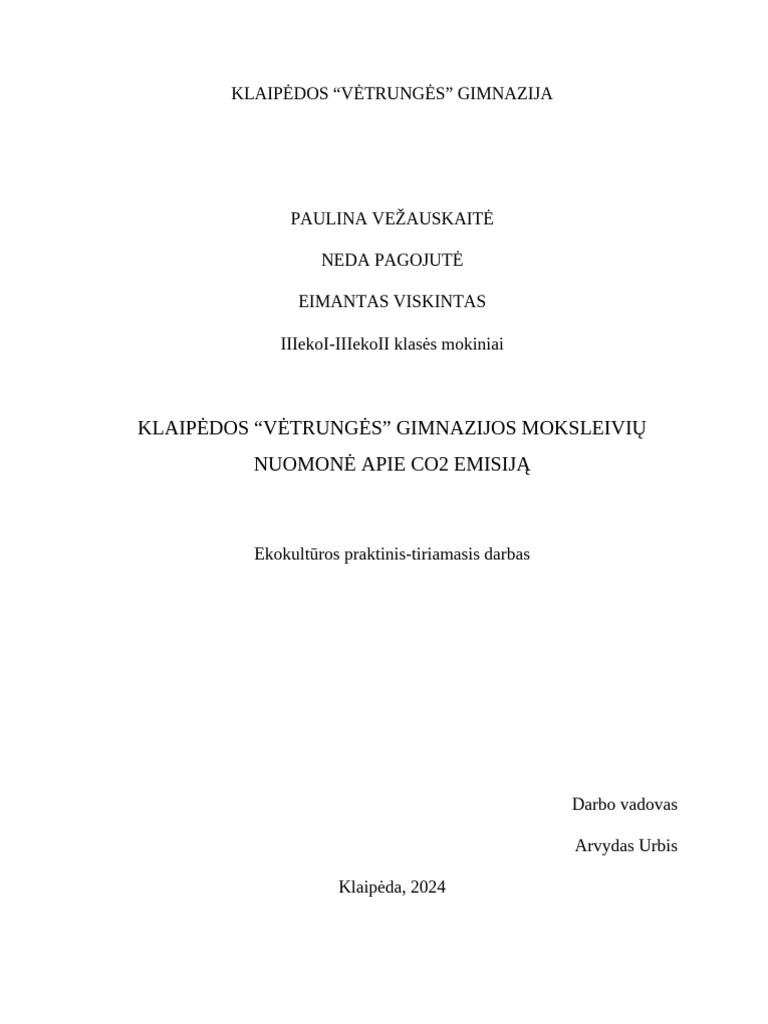 Tiriamasis Darbas. (Eko) 1 | PDF