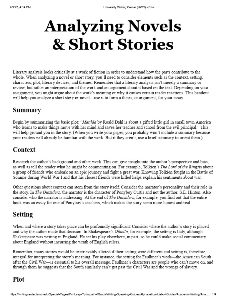 Analyzing Fiction | PDF