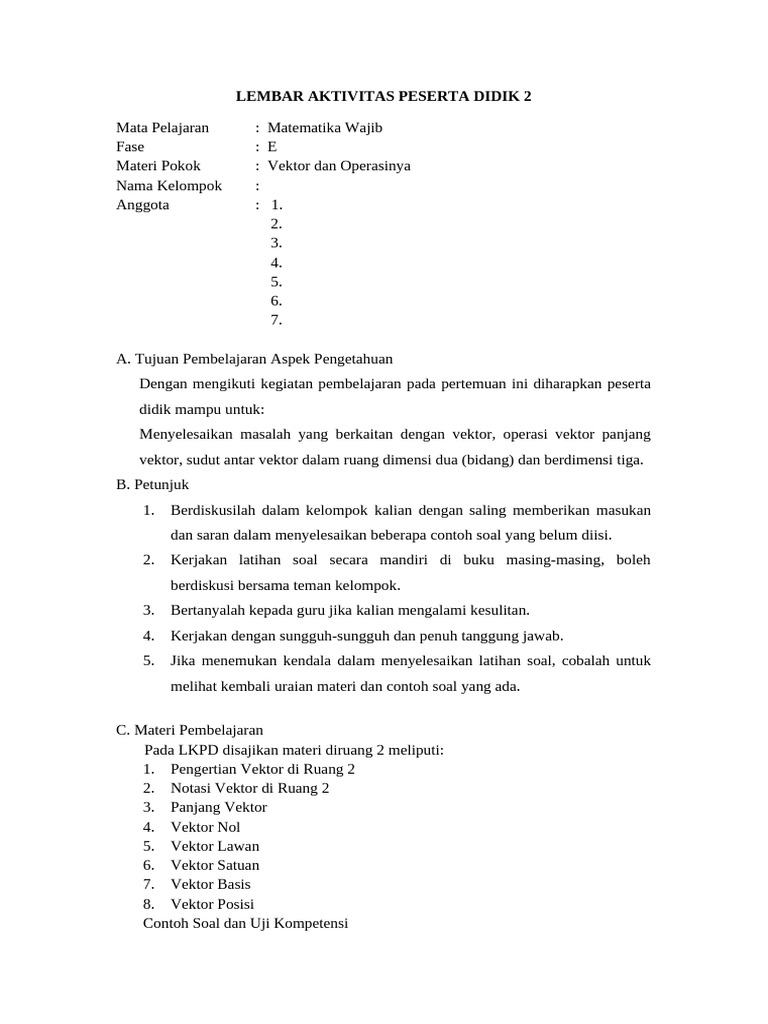 LKPD Vektor2 | PDF