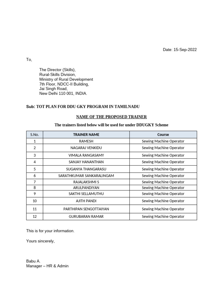 2 Plan For TOT Certified Trainer For DDU-GKY | PDF