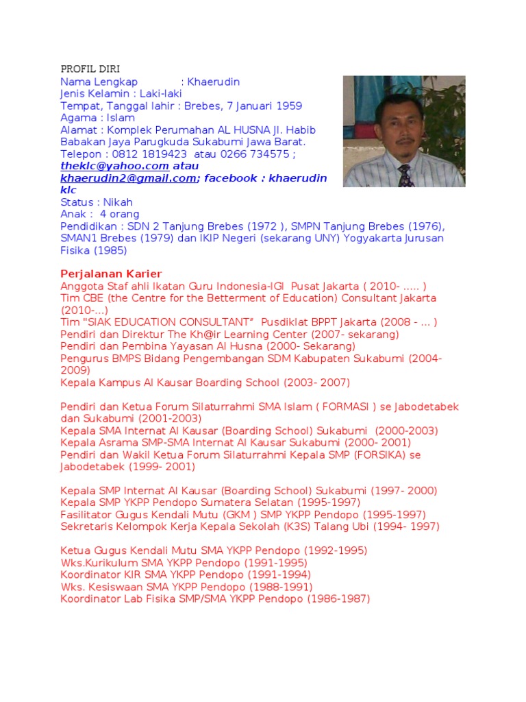 PROFIL DIRI-contoh | PDF