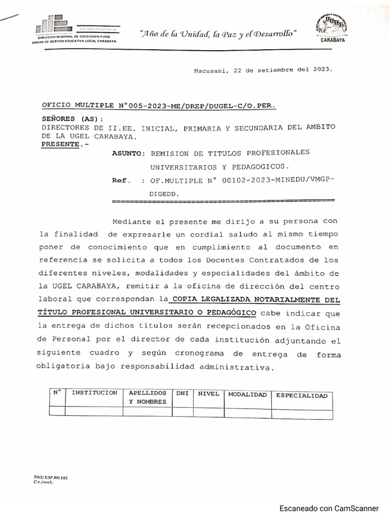 Oficio de Persona - Remisión de Titulos | PDF