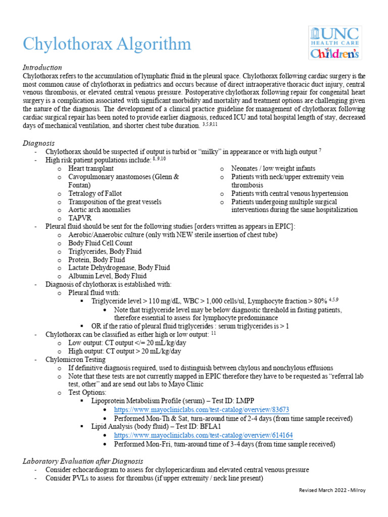 Chylothorax Guideline FINAL 2022 | PDF