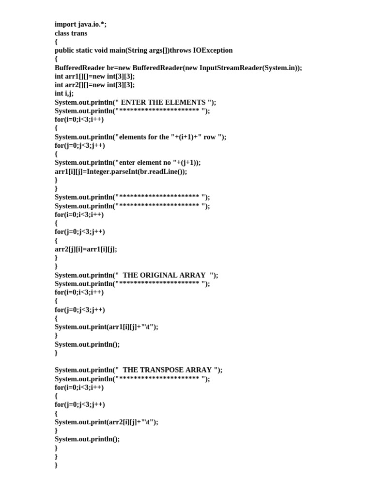Transpose Matrix Great | PDF | Computers