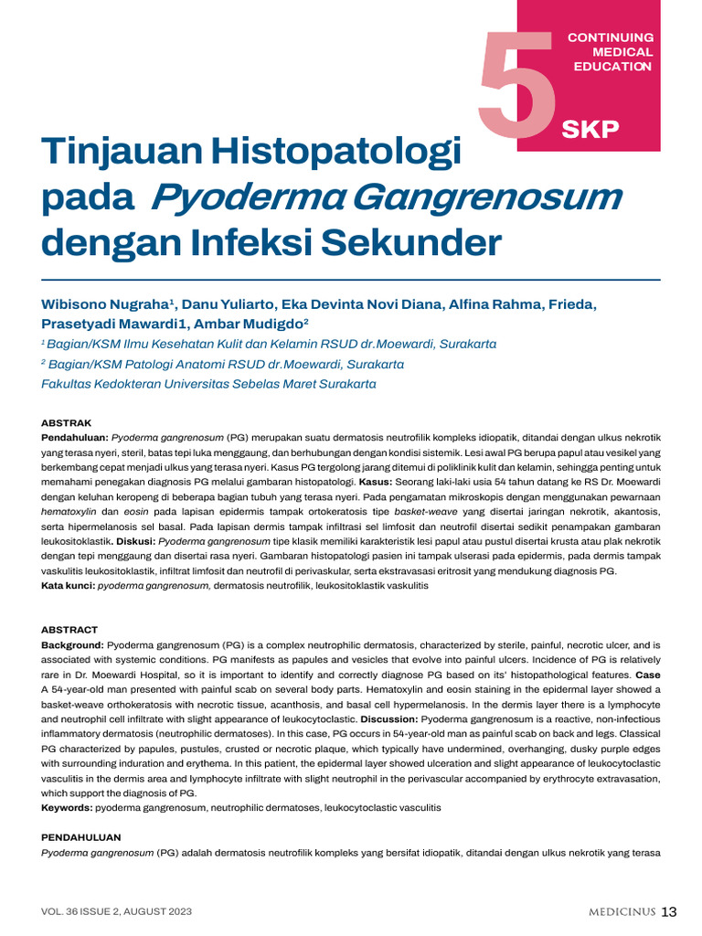 Tinjauan Histopatologi Pada Pyoderma Gangrenosum D | PDF