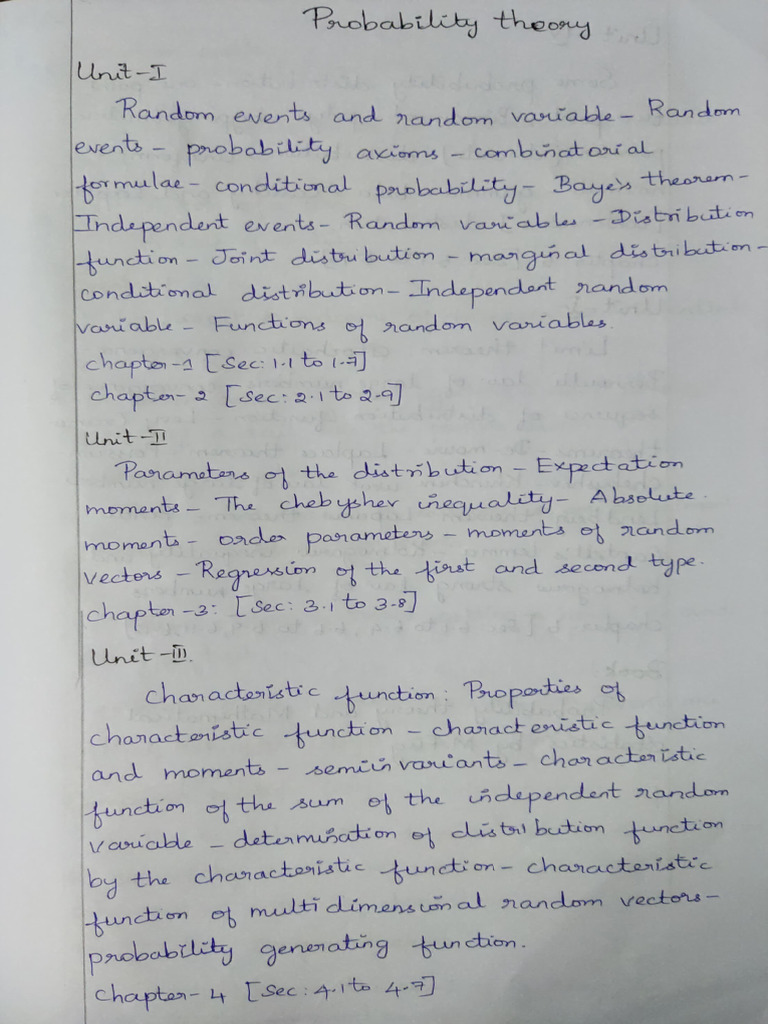 Probability Unit 1 | PDF