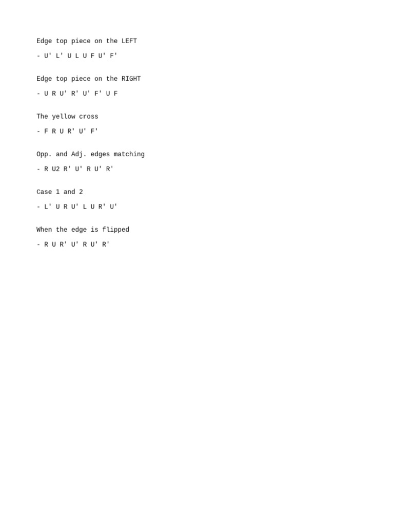 3X3 Algorithm Glossary | PDF 3X3 Algorithm Glossary | PDF