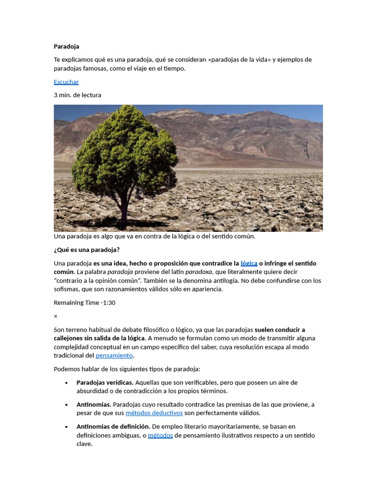 Definición y Tipos de Paradojas | PDF | Paradoja