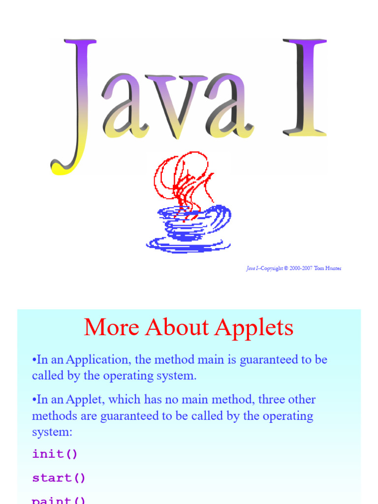Week 8 More About Applets Object Oriented Programming Language | PDF
