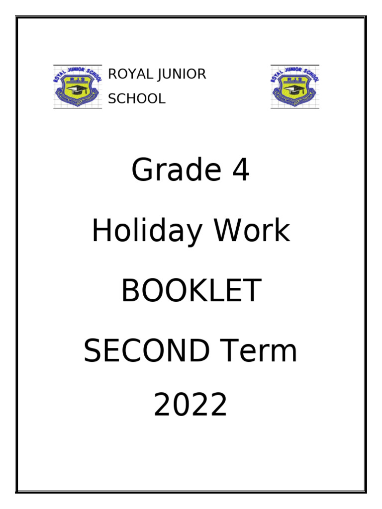 Grade 4 Holiday Work Second Term | PDF
