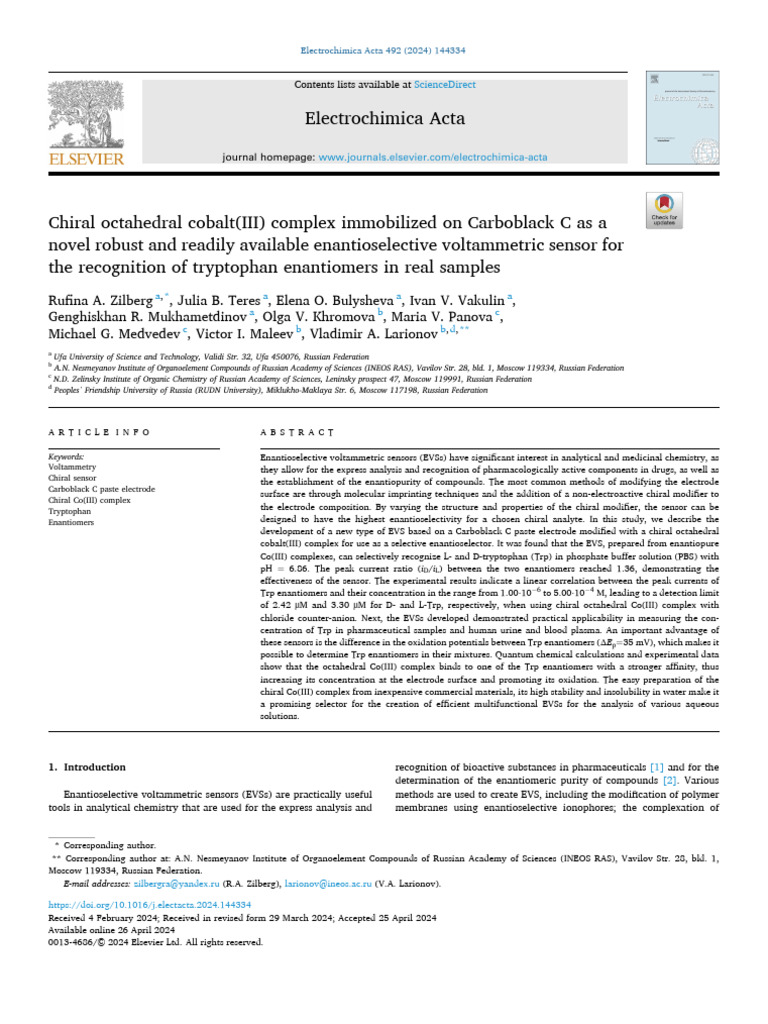 Chiral Octahedral Cobalt III Complex Immobilized On Carboblack C - 2024 ...