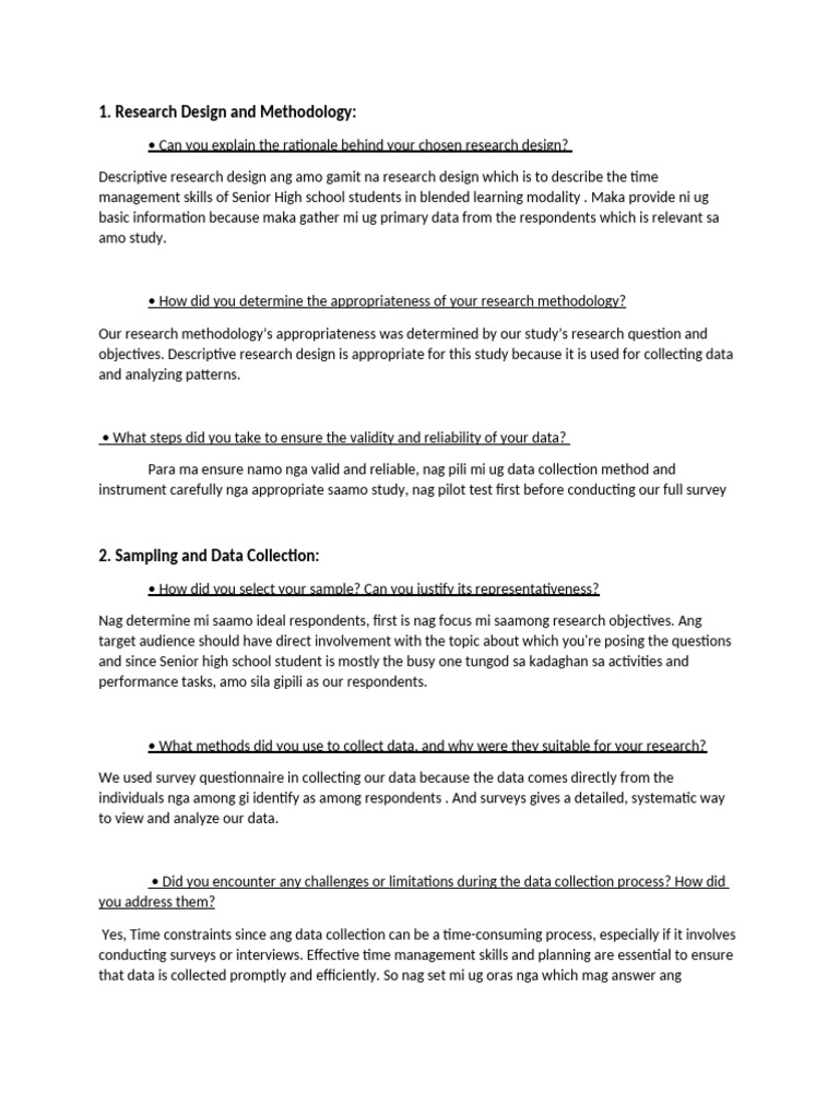 Research Possible Questions | PDF | Survey Methodology | Science ...