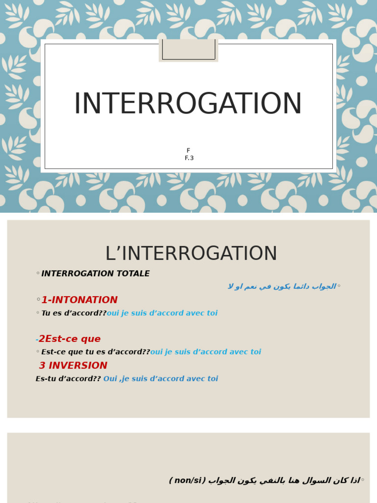 L'interrogation | PDF