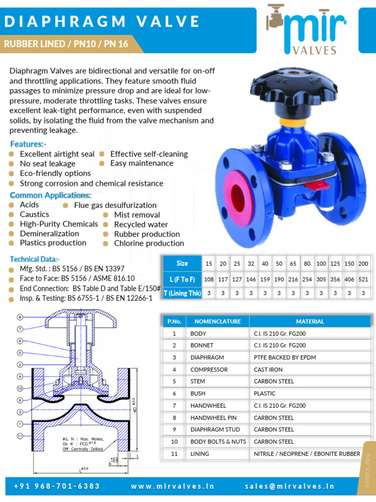 Mir Valves - Diaphragm Valve Manual Operated | PDF