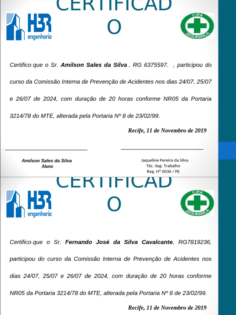 Certificado Cipa | PDF
