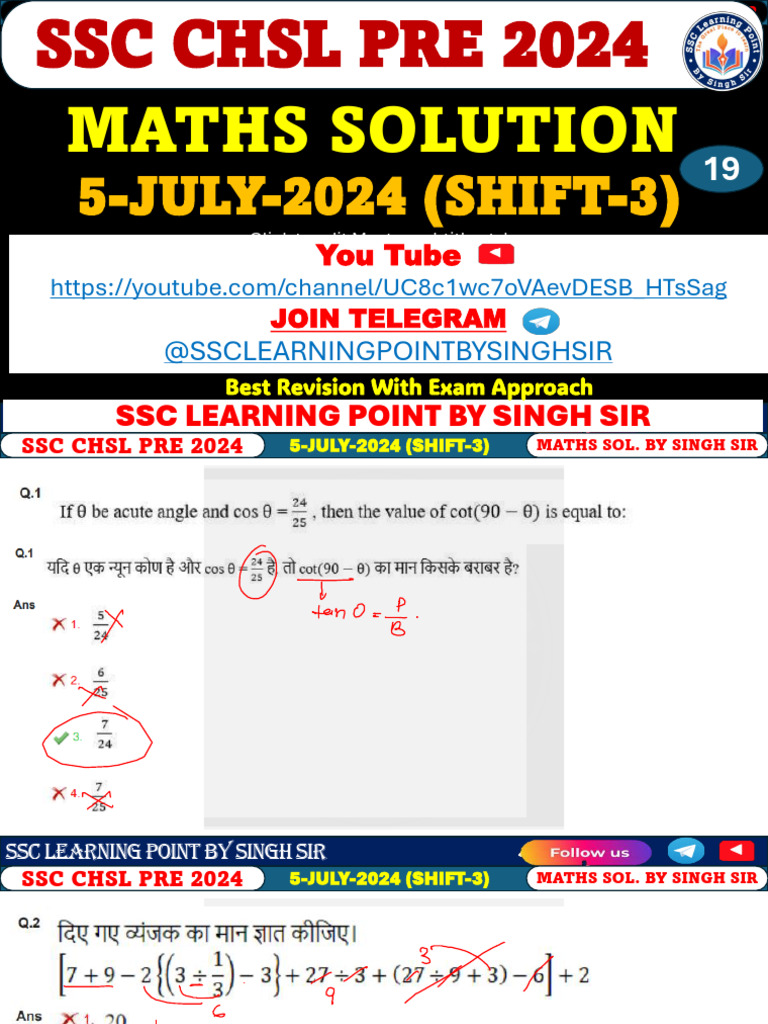 CHSL Pre 2024 5 July 2024 S 3 SSC Learning Point by Singh Sir | PDF