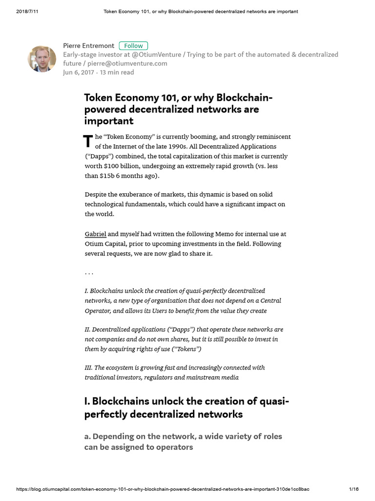 Token Economy 101, or why Blockchain-powered decentralized networks are important | PDF