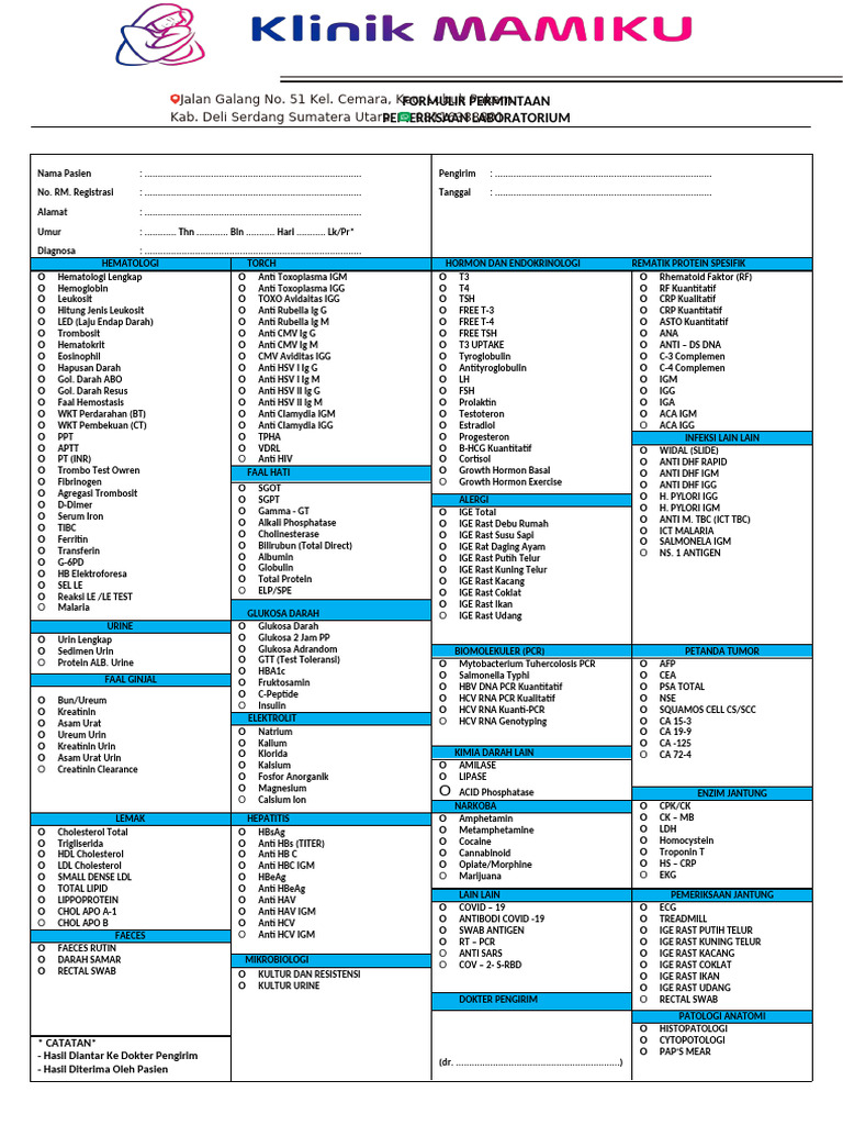 Form-Permintaan-Pemeriksaan-Lab | PDF