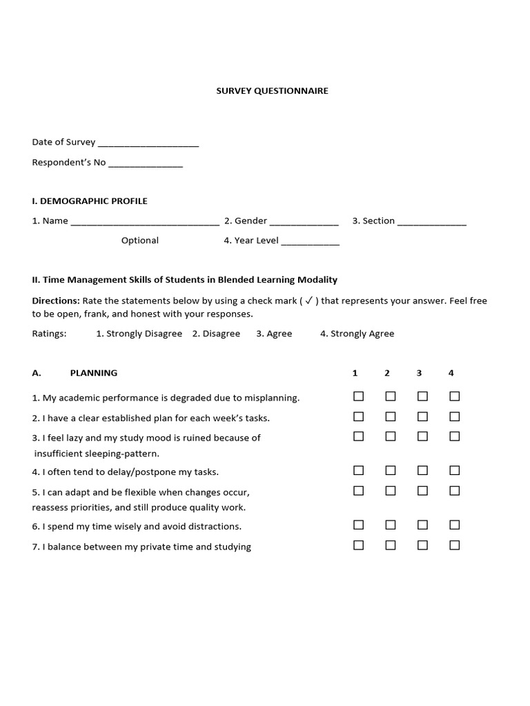 Time Management Survey for High School Students | PDF | Goal Setting ...