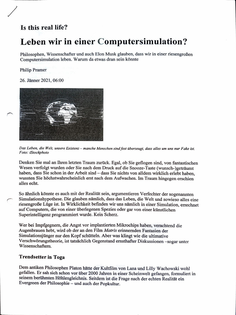 Leben Wir in Einer Computersimulation | PDF