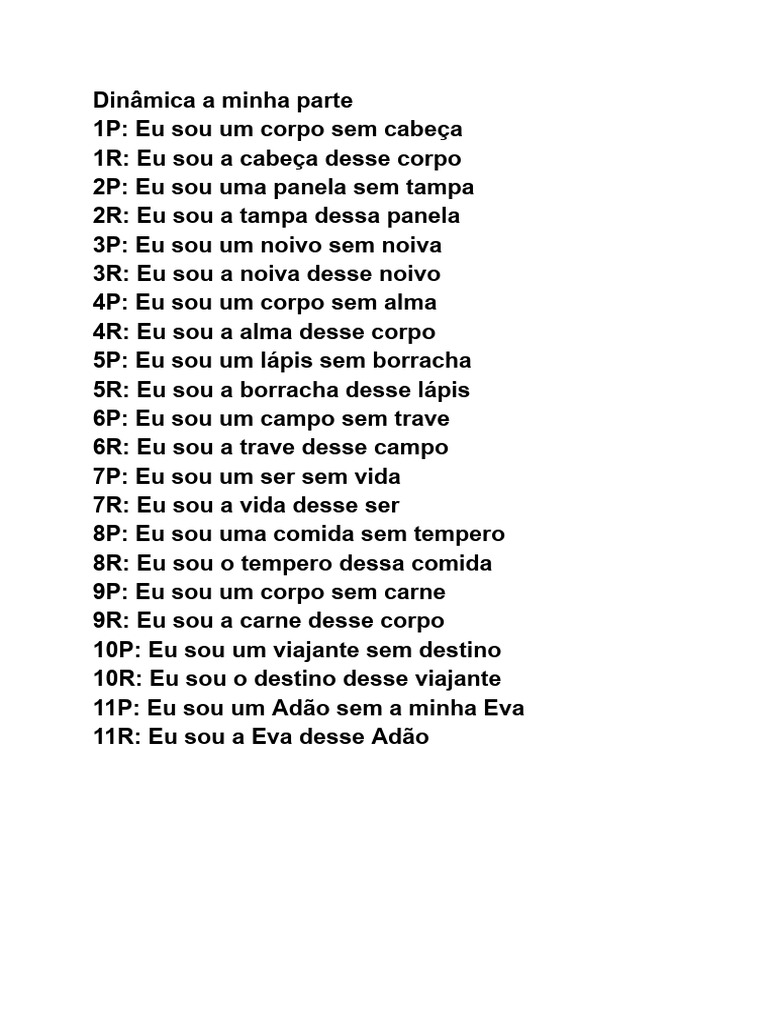 Dinâmica A Parte Que Me Falta | PDF