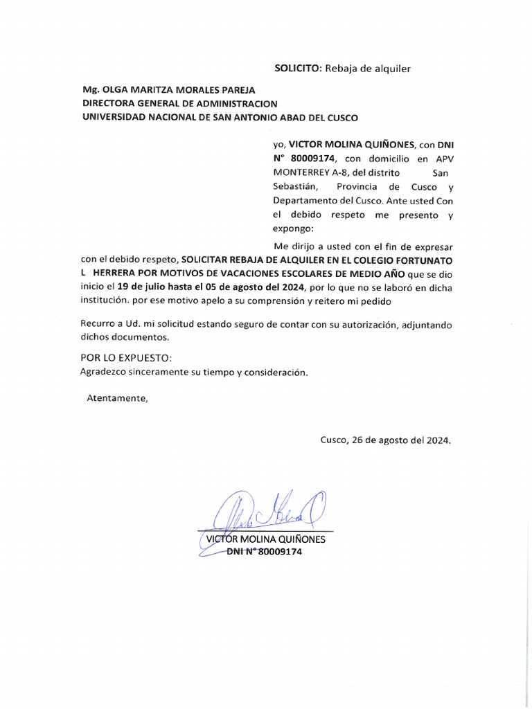 Solicitud Victor | PDF