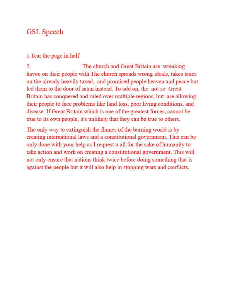 GSL Speech | PDF | Politics | Social Science
