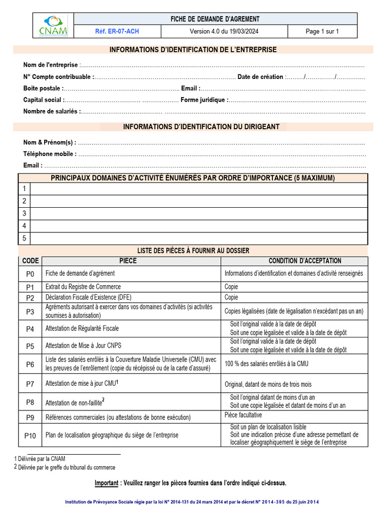 Fiche de Demande Dagrement 1 | PDF
