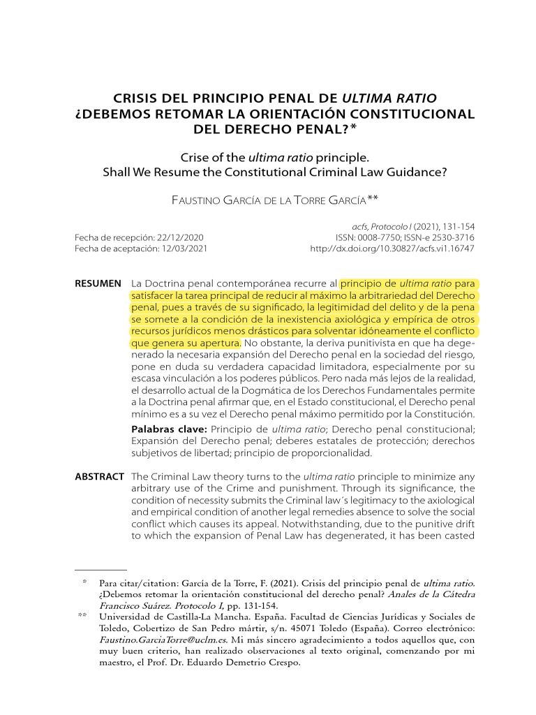 Ppio. Ultima Ratio | PDF