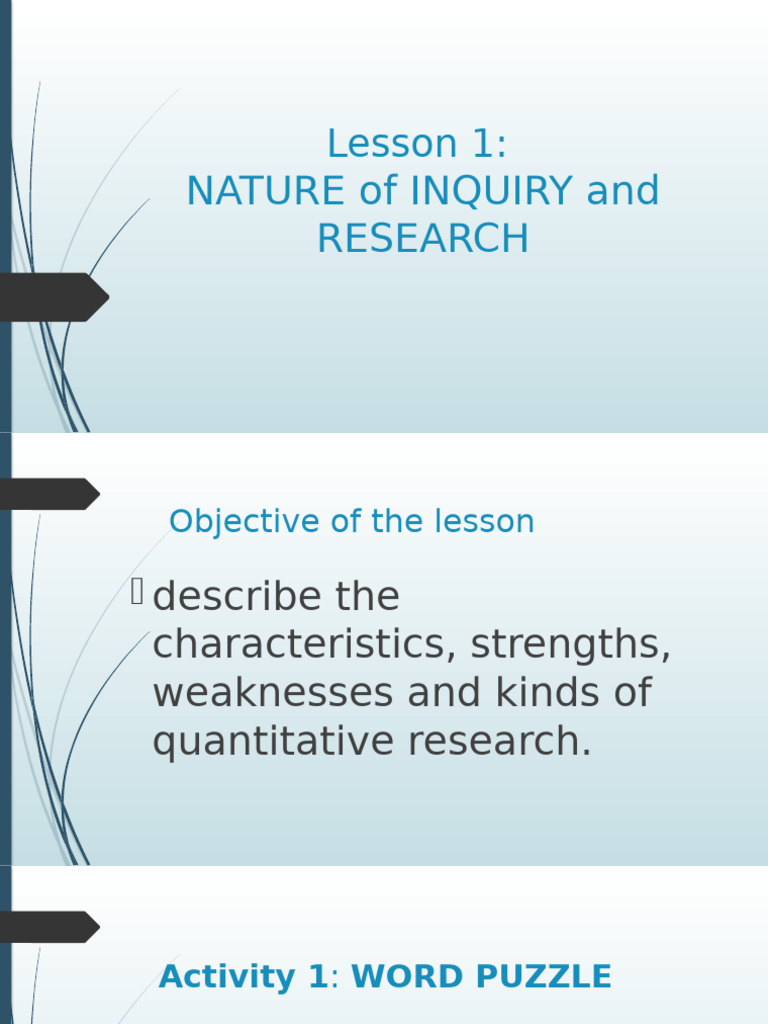 Lesson 1 Intro to Quantitative Research | PDF Lesson 1 Intro to Quantitative Research | PDF