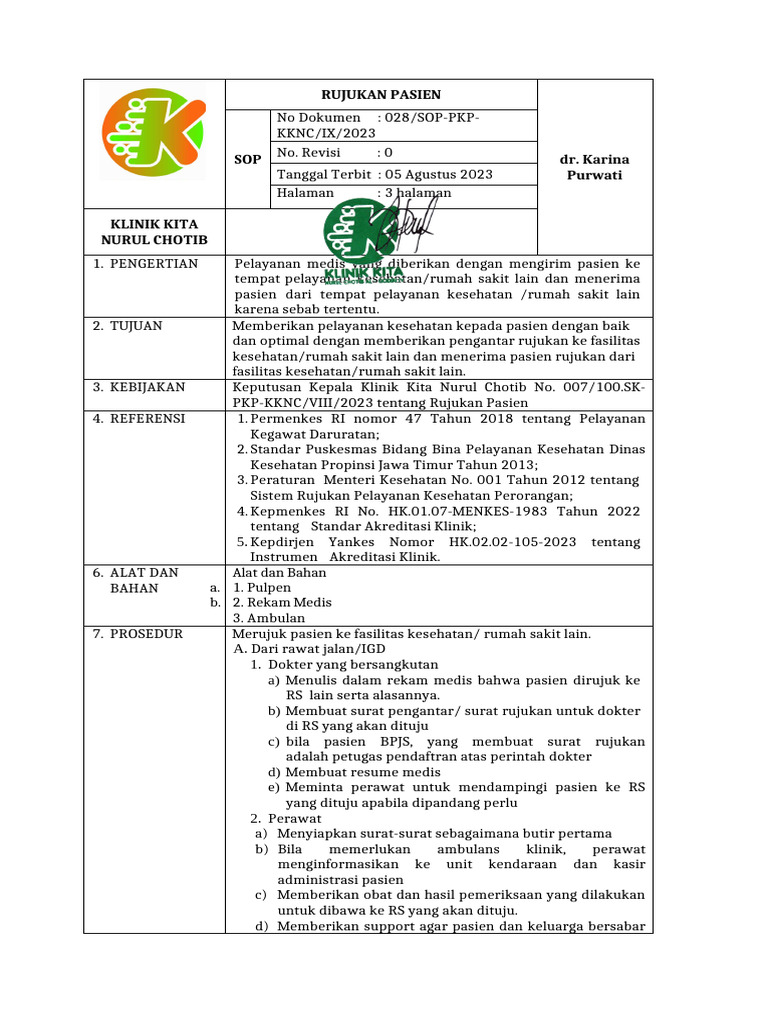 Sop Rujukan Lgkap | PDF