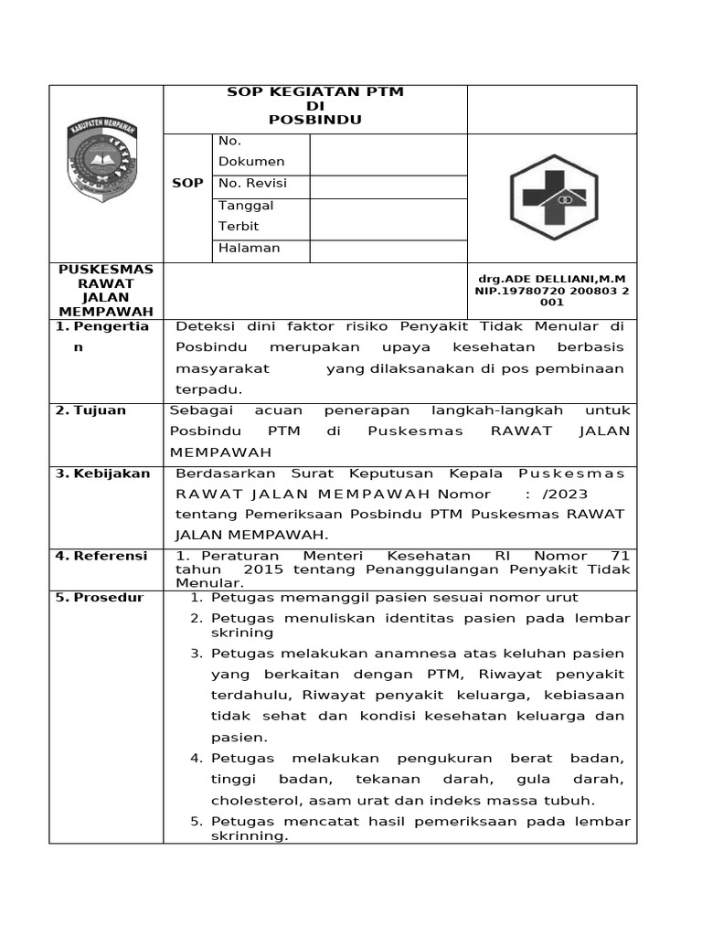 Sop Posbindu PTM | PDF