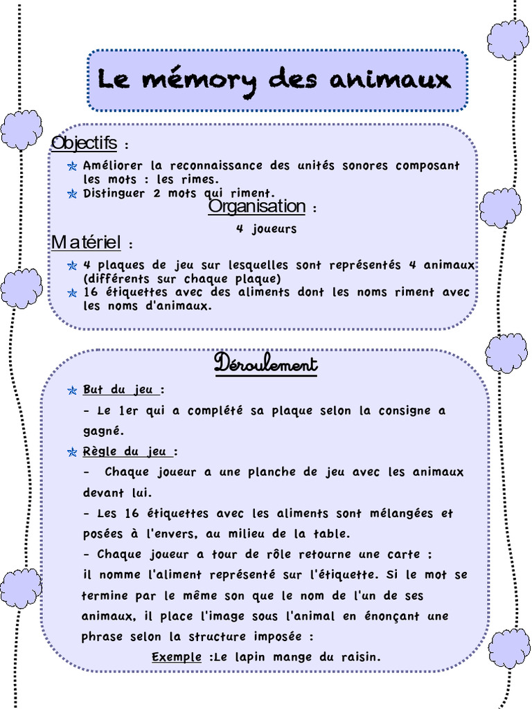 Le Memory Des Animaux | PDF