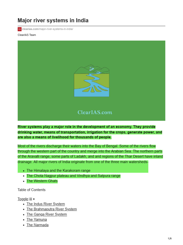 major rivers system of india | PDF