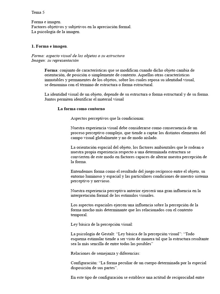 Tema 5 Cen | PDF | Percepción | Percepción visual