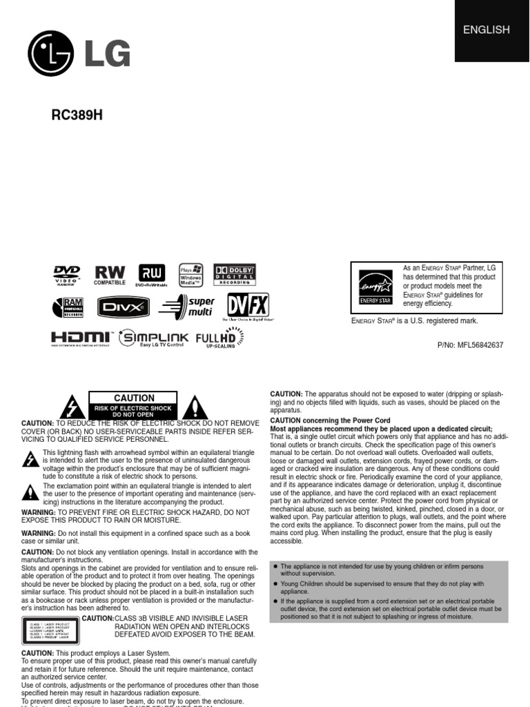 Rc389h-W.bausll MFL56842637 | PDF | Hdmi | Media Formats