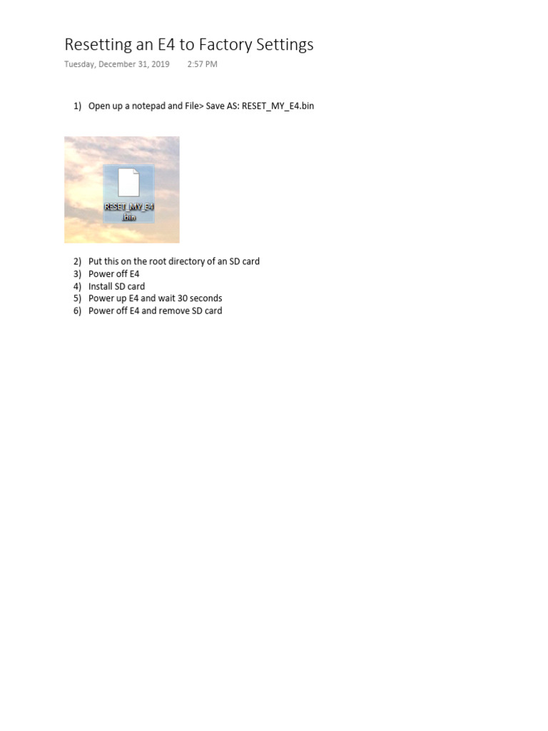 Resetting_an_E4_to_Factory_Settings | PDF