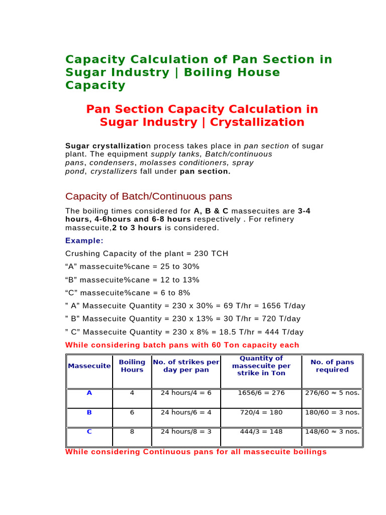 Capacity Calculation of Pan | PDF