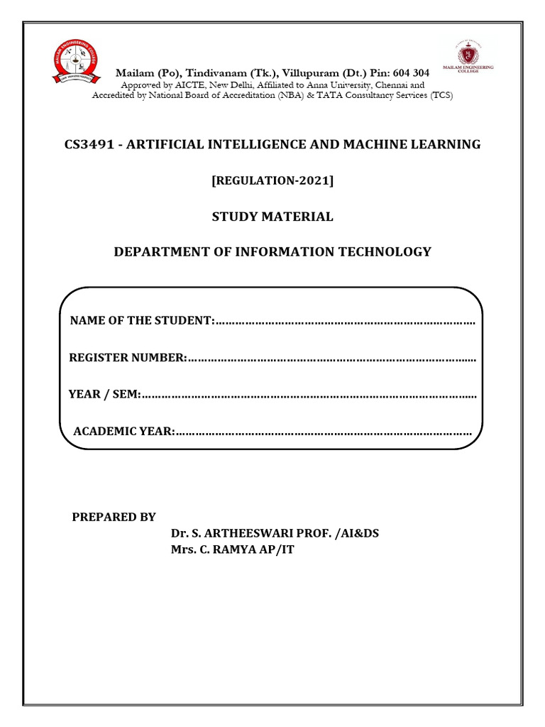 CS3491 Ai&ml | PDF