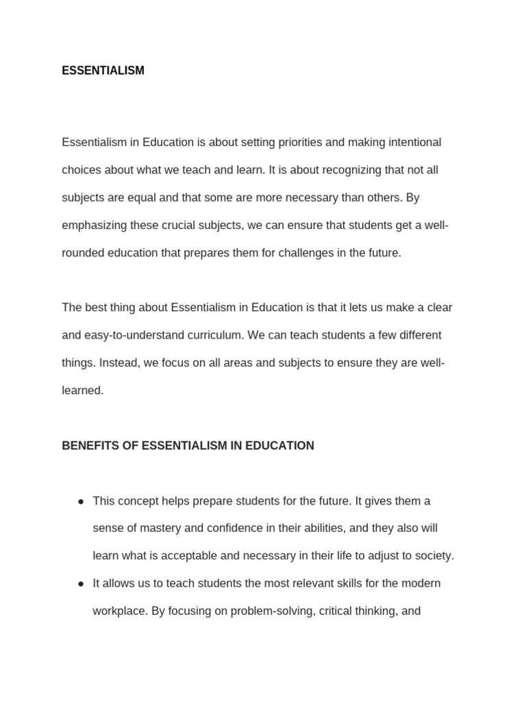 ESSENTIALISM (2) | PDF