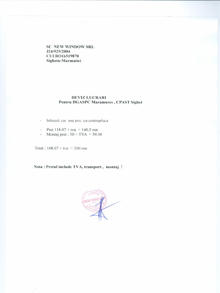 Deviz Lucrari New Window0001 | PDF