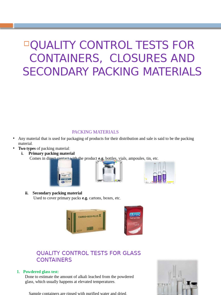 QC Tests For Packaging Materials | PDF