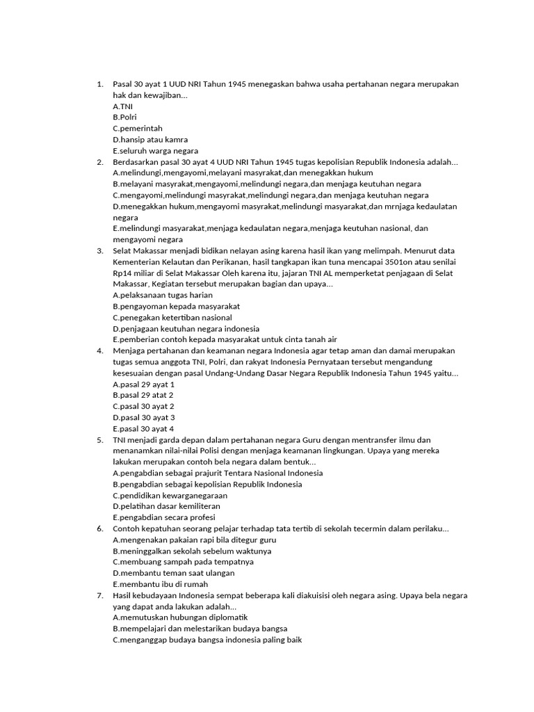 25 Soal ppkn alvin | PDF