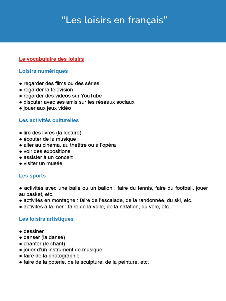 Les - Loisirs Alpha FLE RAN | PDF