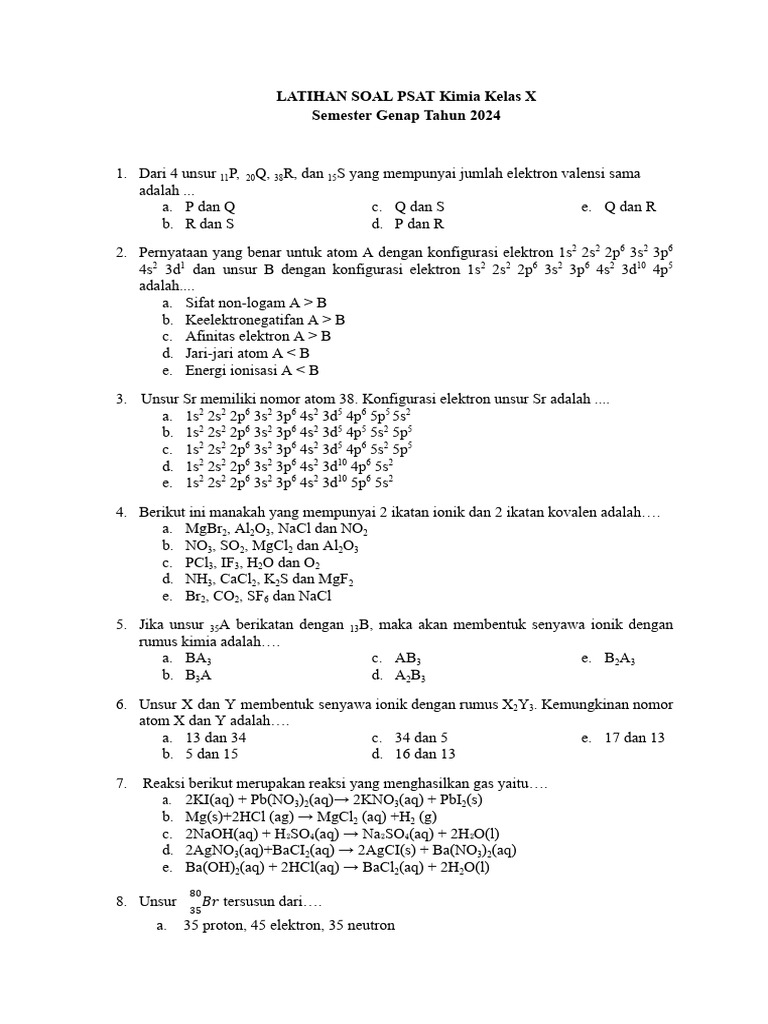 Soal Latihan PSAT | PDF