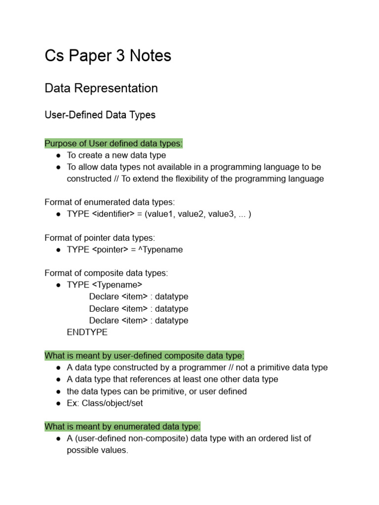 CS Paper 3 Notes UPDATED | PDF